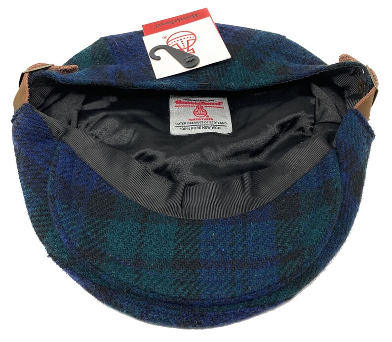Authentic Harris Tweed Flat Cap and Matching Scarf Set in Black Watch ...