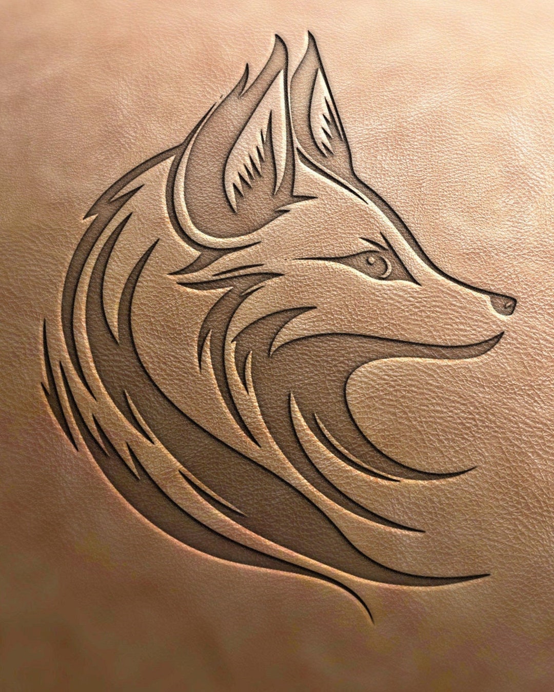 Leather Stamp (delrin Material): Fox Stamp,fox Head, Leather Stamps ...