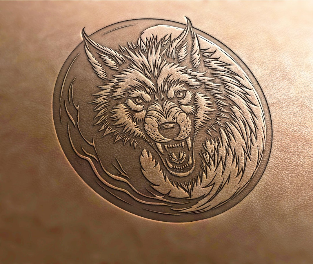 Leather Stamp (delrin Material), Wolf Stamp, Round Wolf,leather Stamps ...