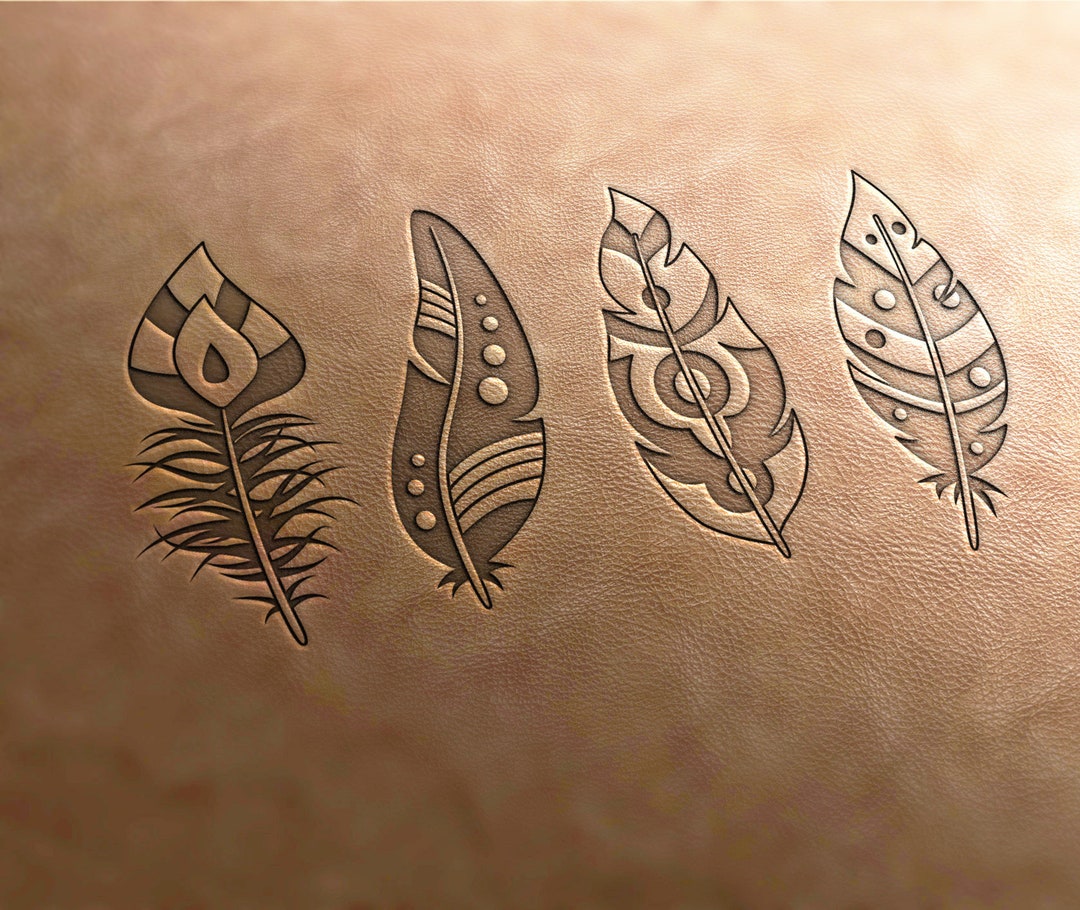 Delrin Leather Stamp: Set of 4 Separate Feathers, Feather Stamp ...