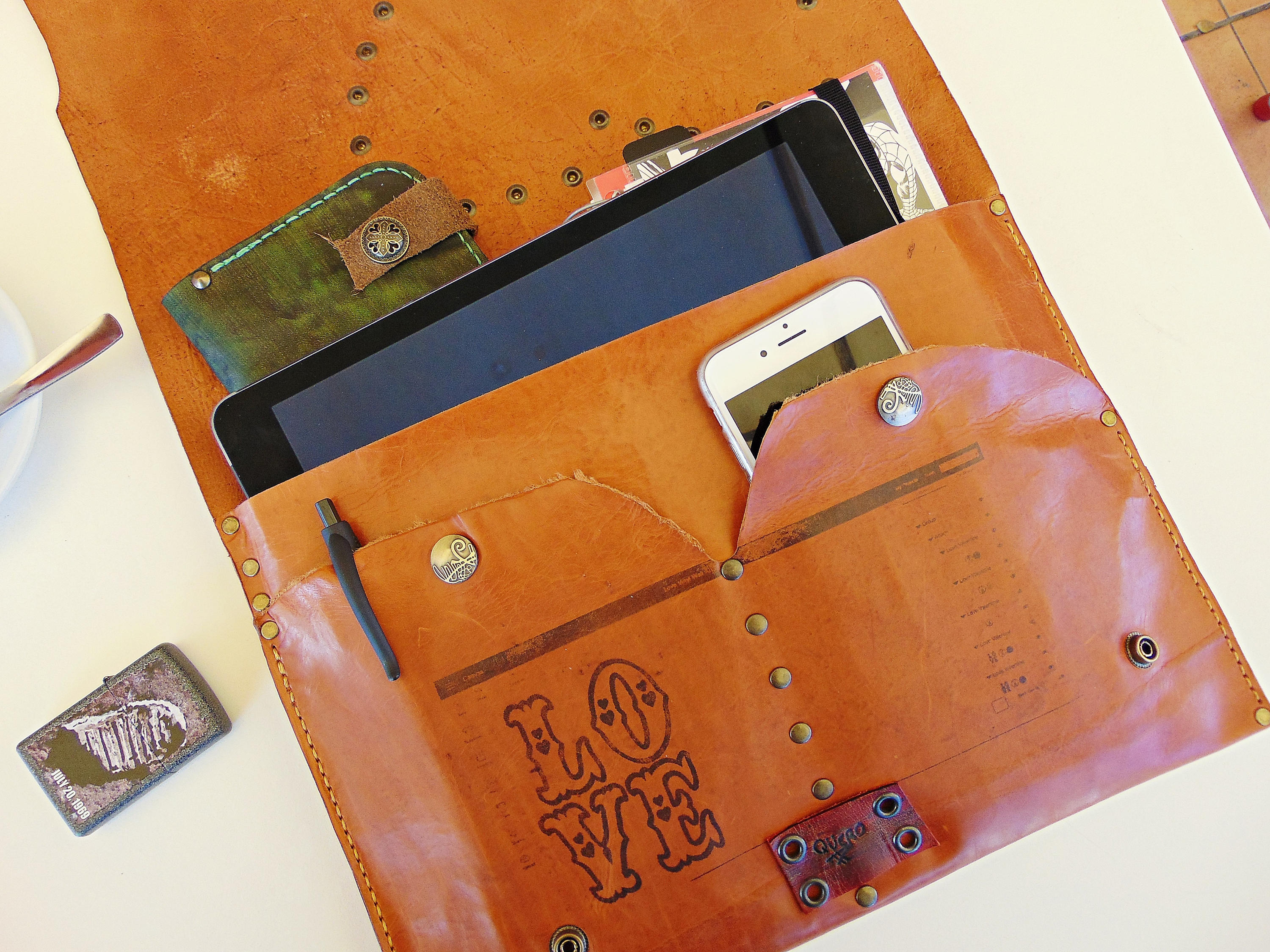 Leather Bag Unique Leather Briefcase for Ipad Unique Slim | Etsy