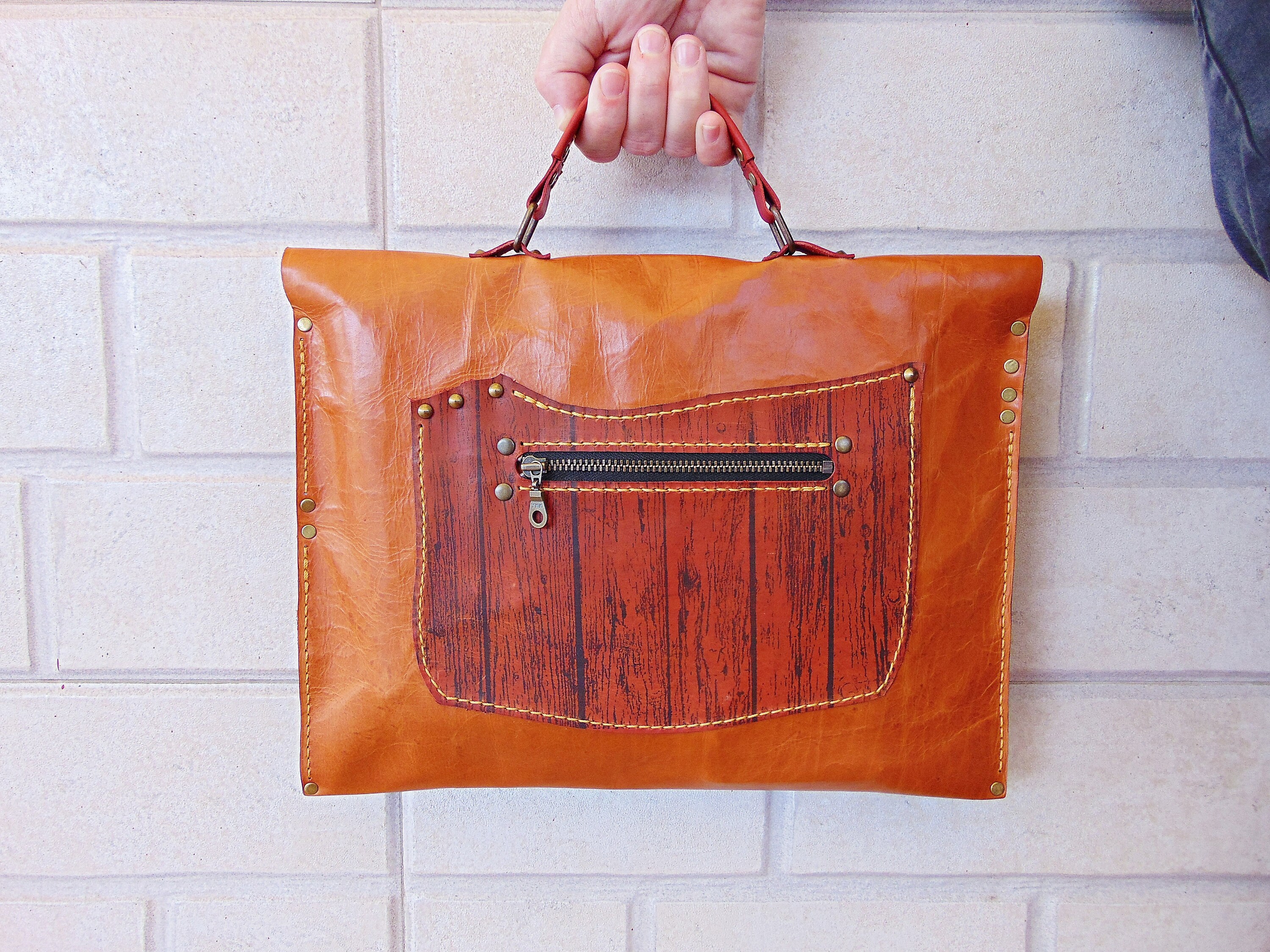 Leather Bag Unique Leather Briefcase for Ipad Unique Slim | Etsy