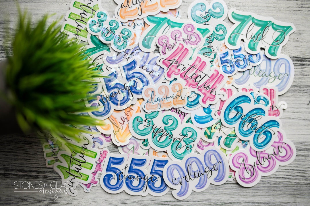 Stickers ~ Angel Number Stickers 111 222 333 444 555 666 777 888 999 ...
