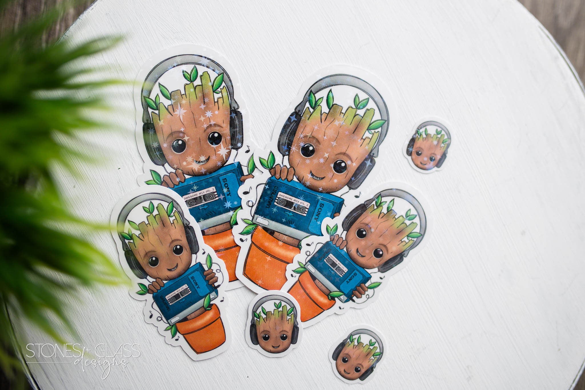 Stickers ~ Groot Cute Baby Potted Groot Walkman Headphones ~ GOTG ...