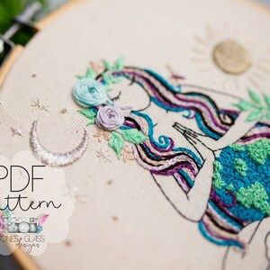 Mother Earth Embroidery Pattern ~ Save the Planet Earth Day ~ Modern ...