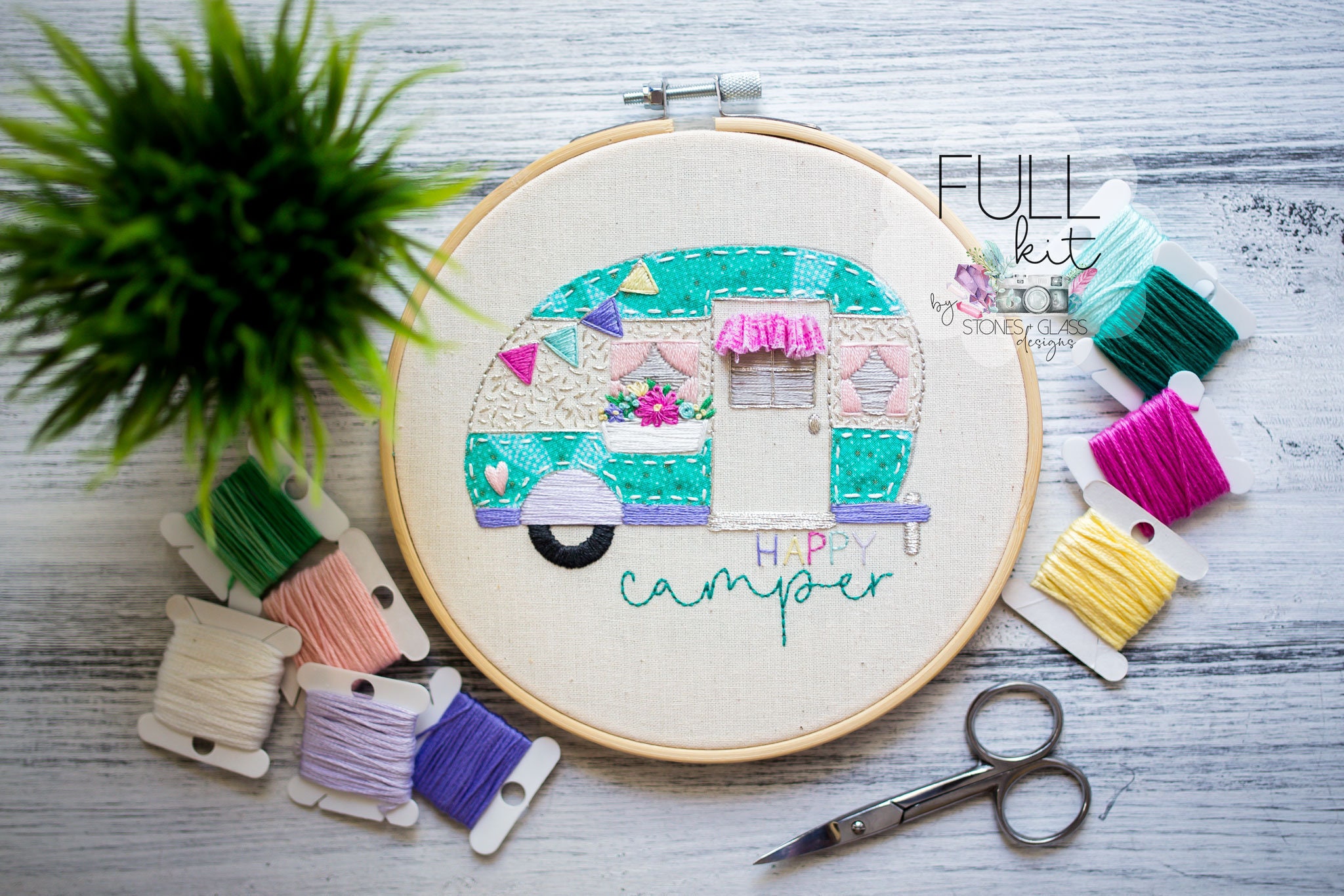 Happy Camper Embroidery KIT ~ Vintage Camper ~ Camping Trailer ...