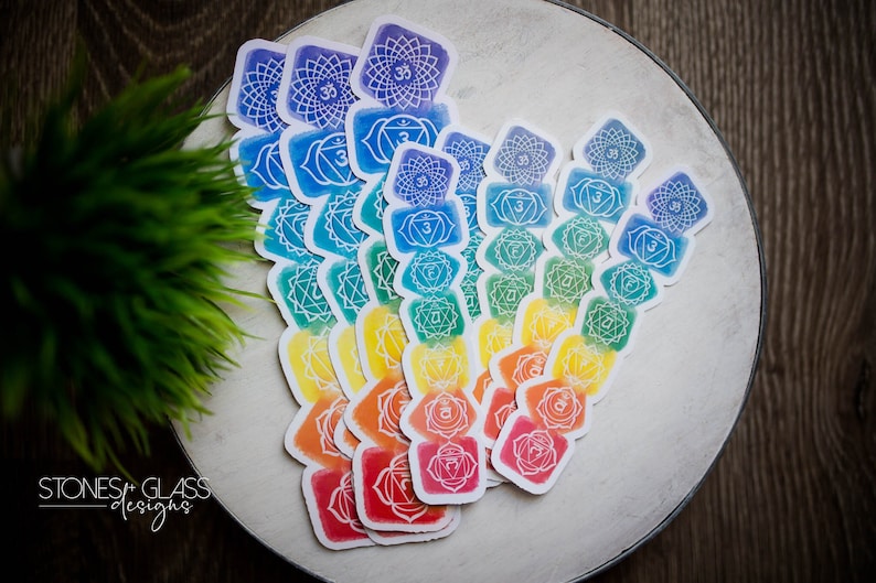 Stickers Chakra Watercolor Symbols Rainbow Reiki Magical - Etsy