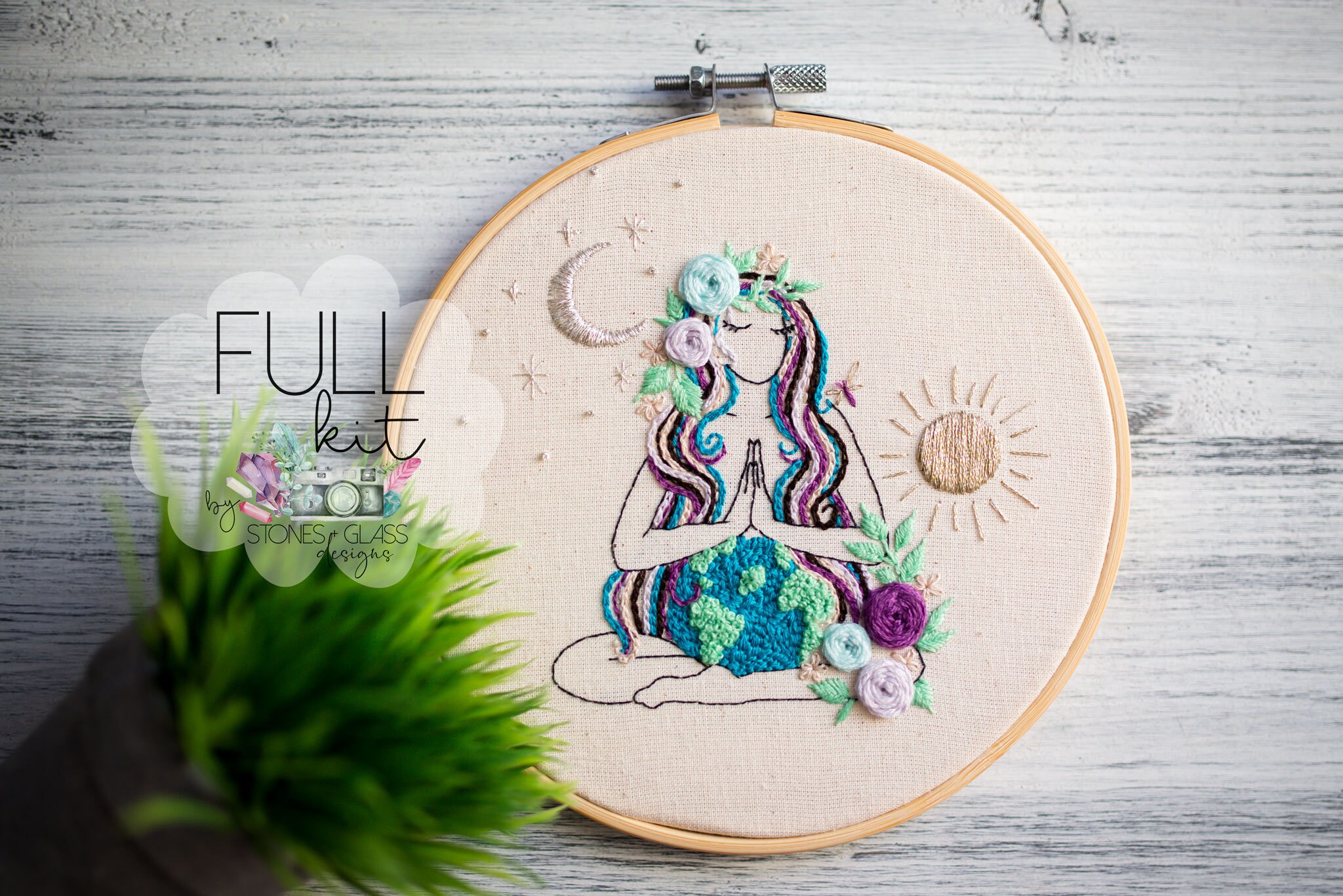 Mother Earth Embroidery Pattern ~ Save the Planet Earth Day ~ Modern ...