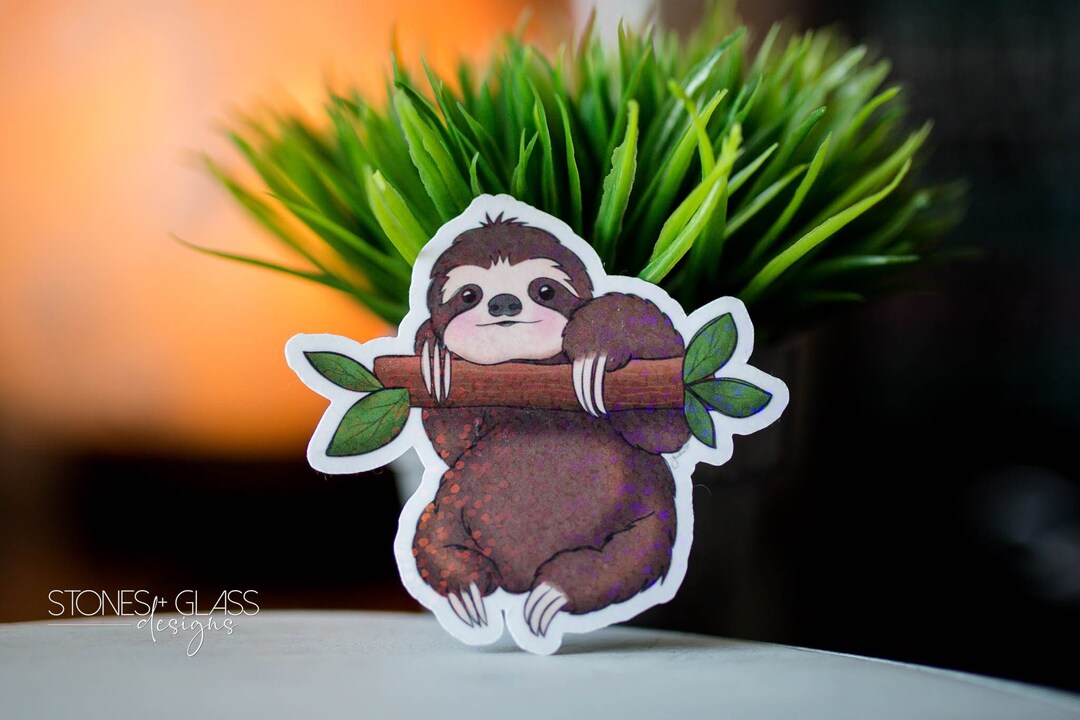Stickers ~ Sloth Sticker ~ Cute Sloth on a Branch Sticker ~ Original ...