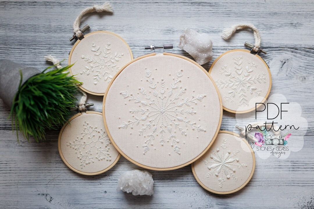 Let It Snow Embroidery ~ 5 Snowflake Designs ~ Winter Christmas Modern ...