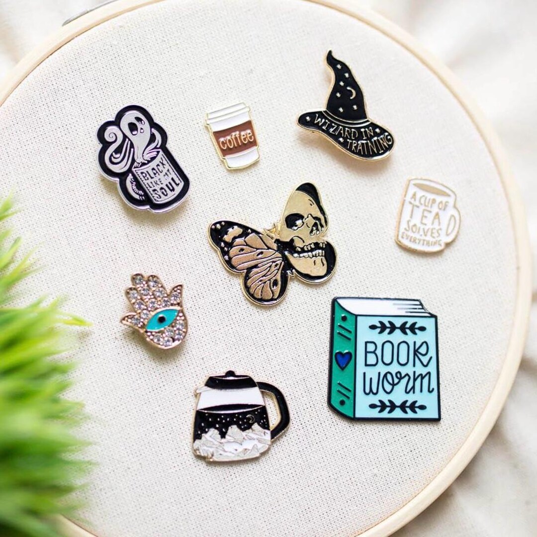 Magnetic Needle Minder ~ Coffee Tea Coffee Pot Hamsa Witchy ~ Enamel ...