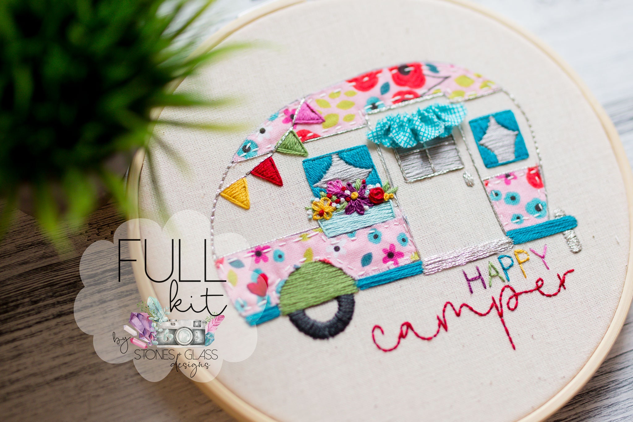 Happy Camper Embroidery KIT ~ Vintage Camper ~ Camping Trailer ...