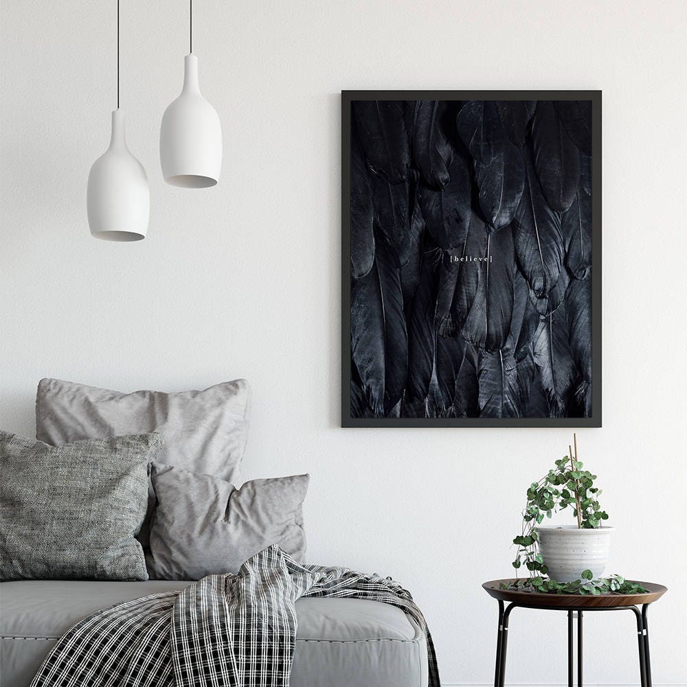 Printable Believe Poster Danish Art Print Black and White | Etsy