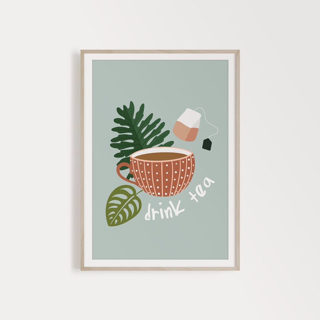 Tea Poster Kitchen Wall Art Instant Download, Tea Cup Printable Wall ...
