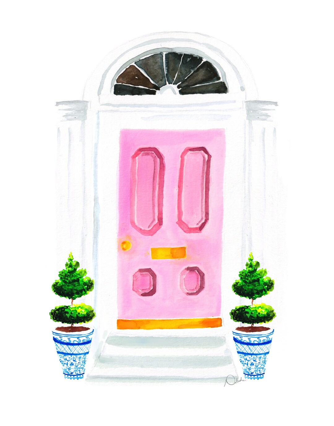 Pretty Pink Door - Watercolor Art Print, HGTV - Etsy
