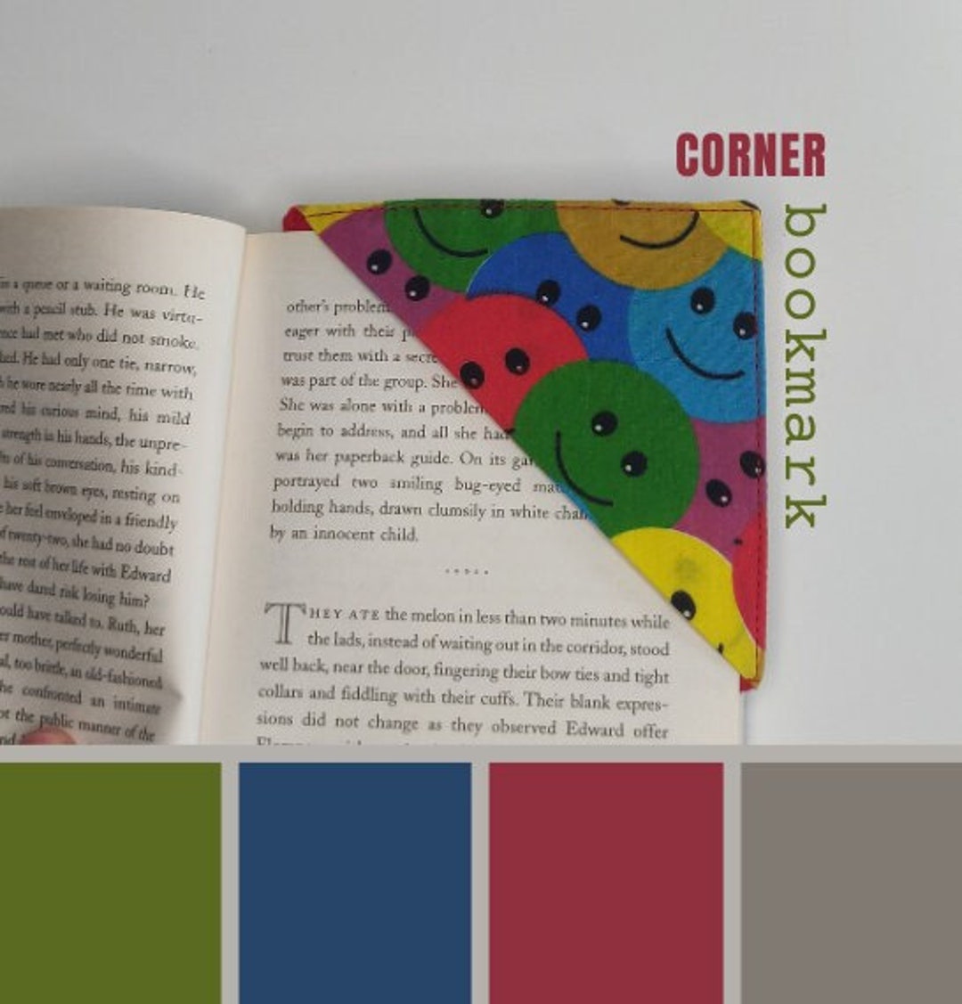 Smiley Face Corner Bookmarks / Acid House Print Square Page Savers ...