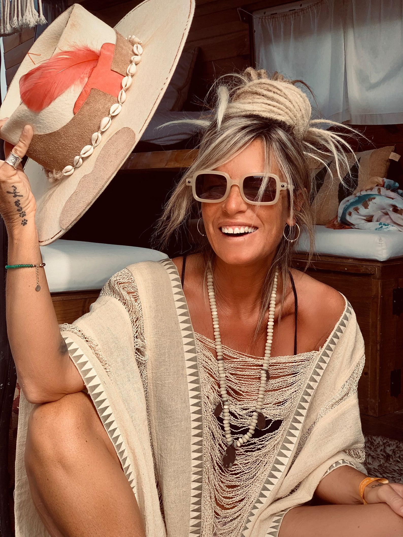 Poncho Hecho a Mano, Poncho De Algodón, Poncho Blanco Roto, Poncho Boho ...