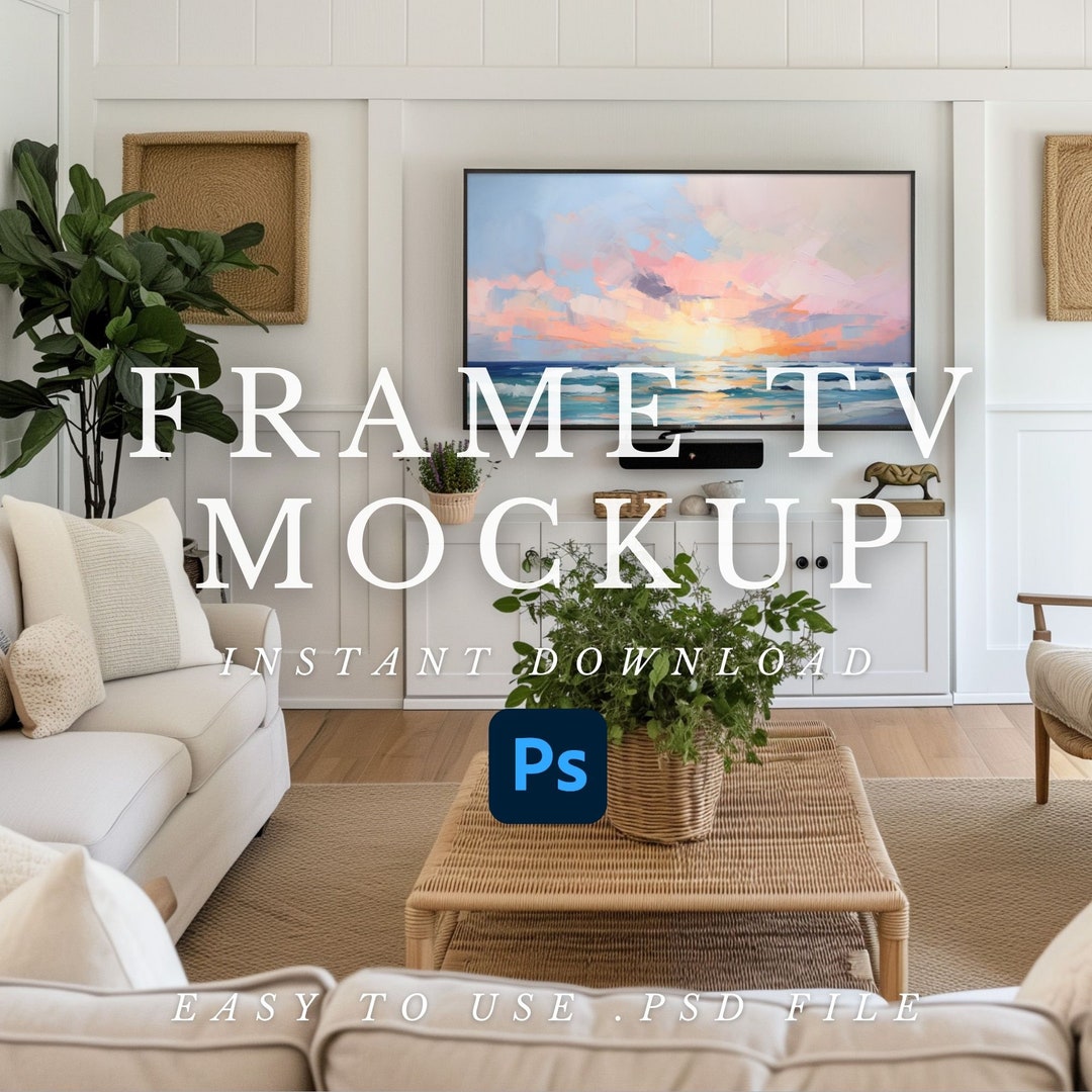 Modern Farmhouse TV Frame Mockup, Landscape Mockup, Living Room Mockup ...