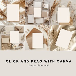 50 Boho Minimal Neutral Mockup Bundle 5x7 Art Card Invitations Canva ...