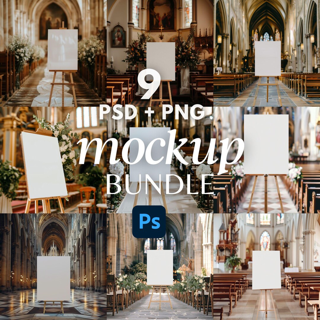 9 Church Event Sign Mockup Bundle Wedding, Funeral, Baptism, and ...