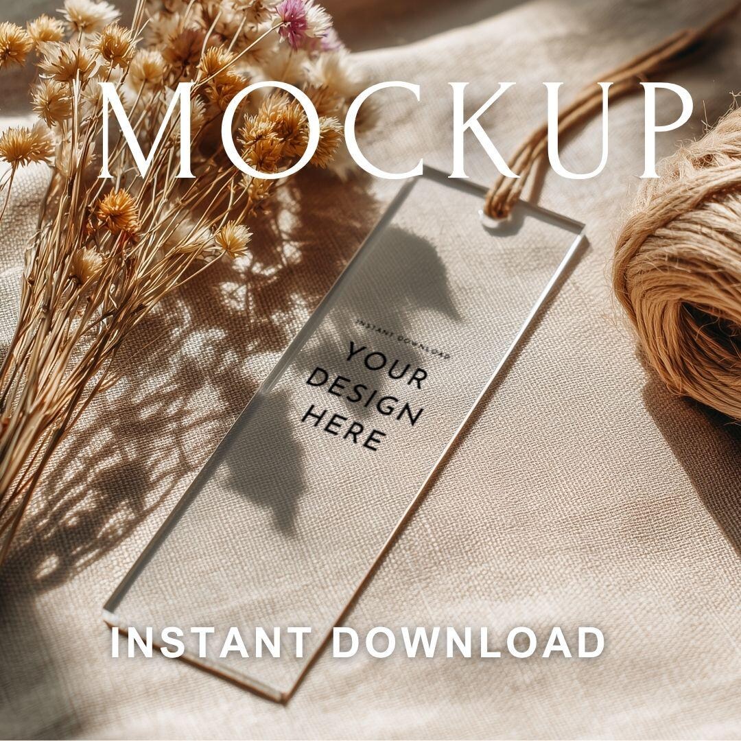 Acrylic Bookmark Mockup PSD, 2x6, Transparent Photo Strip Favor ...