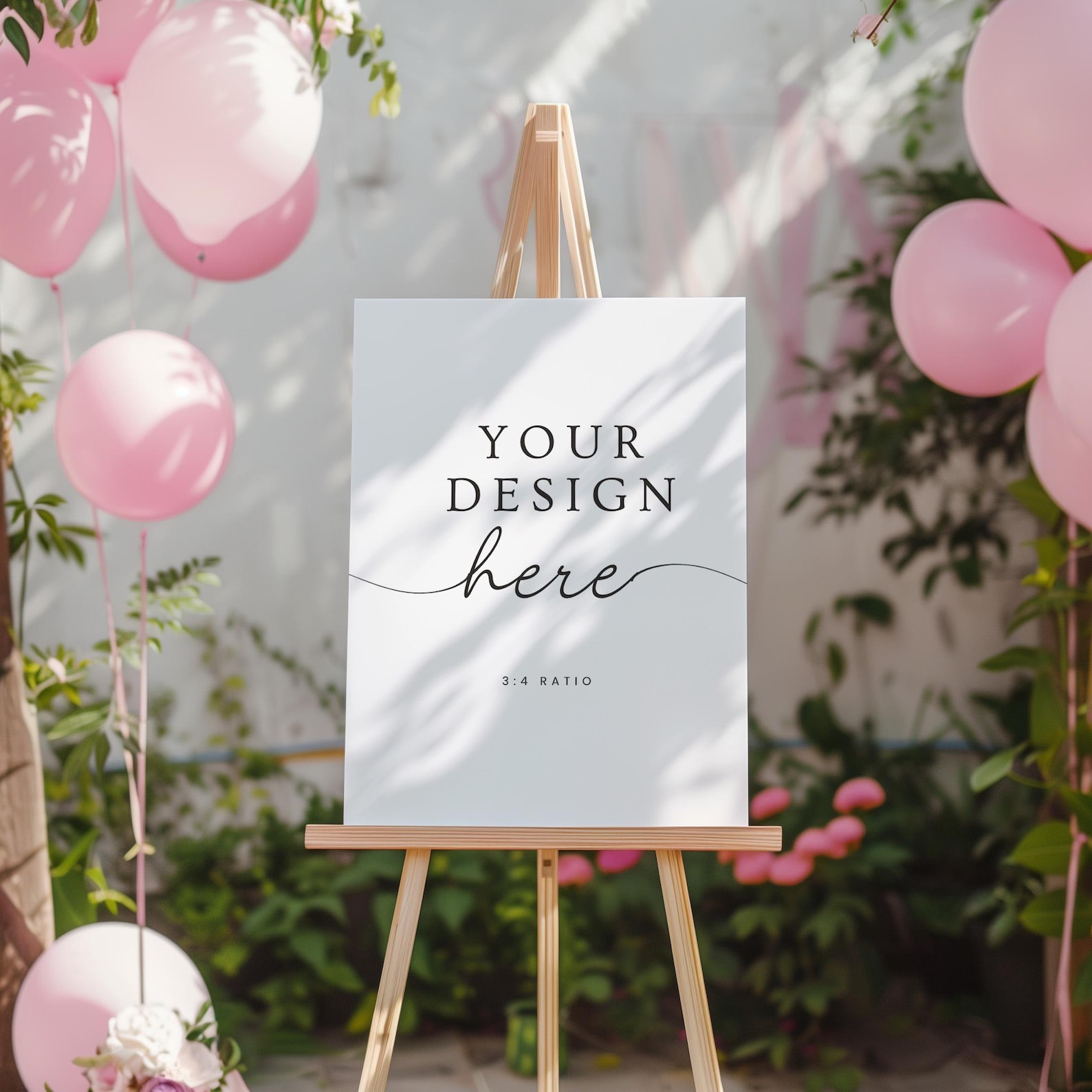 18x24 Welcome Sign Mockup on Easel With Pink Balloons | Wedding Seating ...