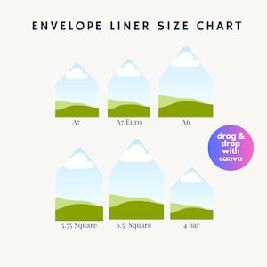 Envelope Liner Size Chart, Size Guide, Customized Envelope Liner Canva ...