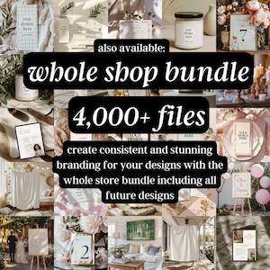 50+ Boho Minimal Neutral Mockup Bundle 5x7 Art Card Invitations Canva ...