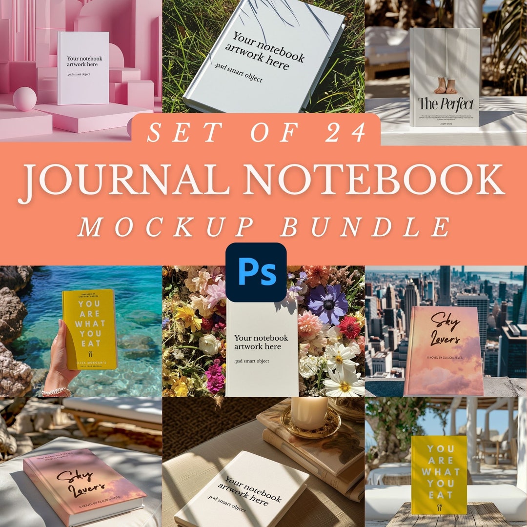 Journal Notebook Mockup BUNDLE of 24, Psd Mockup, Mockup Template, Hard ...