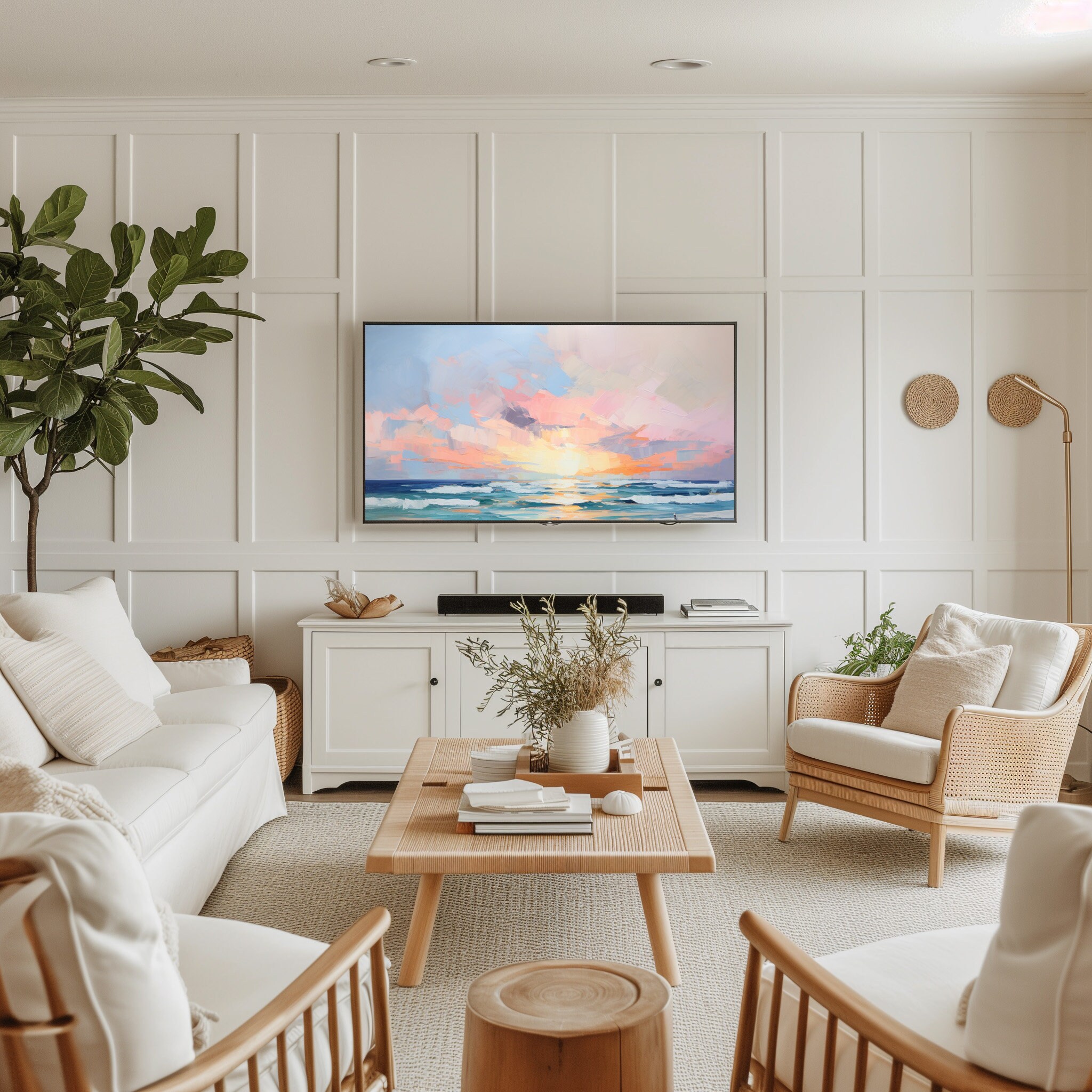 Modern Farmhouse TV Frame Mockup for Samsung Art Mode, Horizontal ...