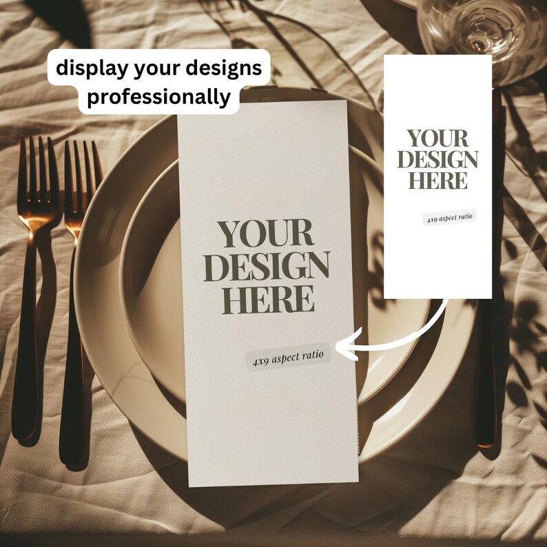 Bundle of 9 Wedding Menu Card Mockups | 4x9 Editable Menu and ...