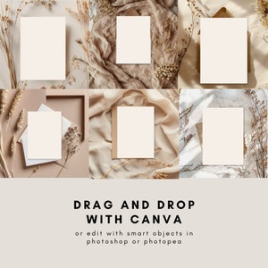 50 Boho Minimal Neutral Mockup Bundle 5x7 Art Card Invitations Canva ...