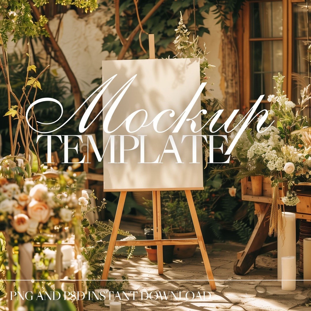 Wedding Welcome Sign Mock Up, Easel Sign Mock Up, Wedding Seating Chart ...