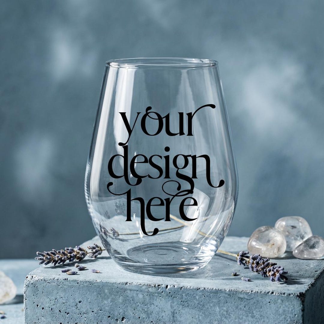 11.75oz Stemless Wine Glass Mockup PNG, Realistic Clear Glass Product ...