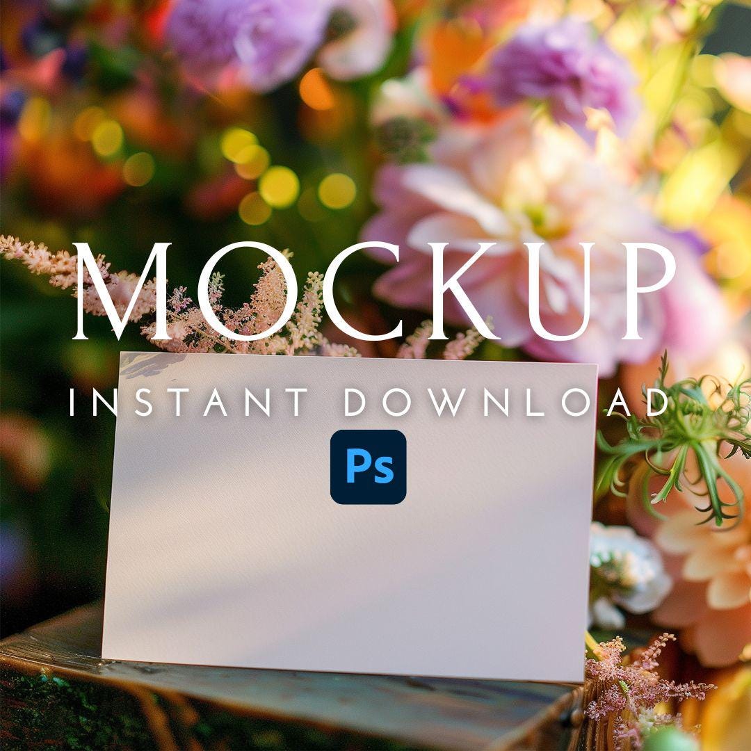 5x3.5 Inch Card Mockup Template Photoshop Smart Object for Wedding RSVP ...