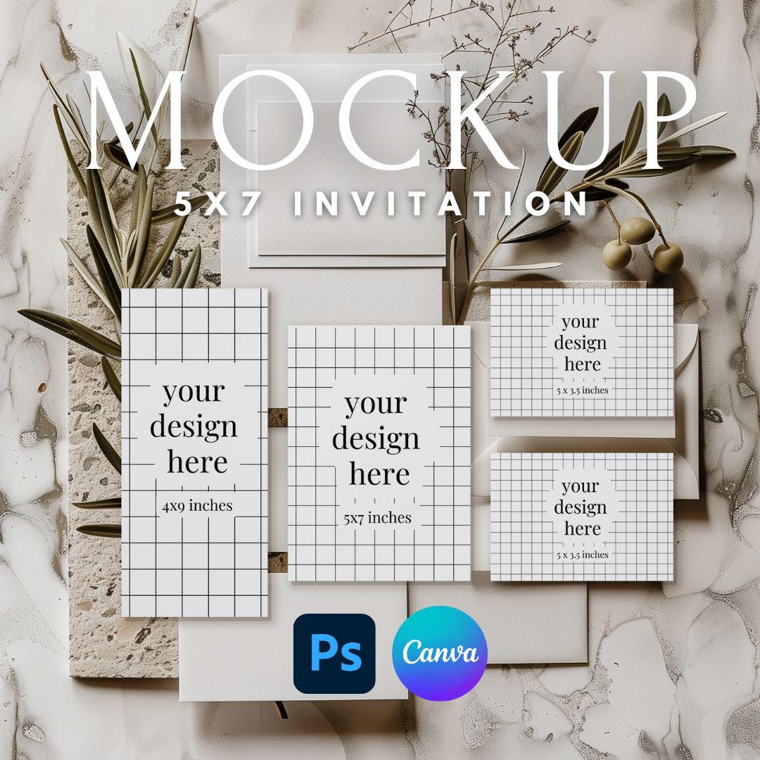 4x9 Wedding Menu Mockup | Tall Menu Card Display for Canva & PSD ...