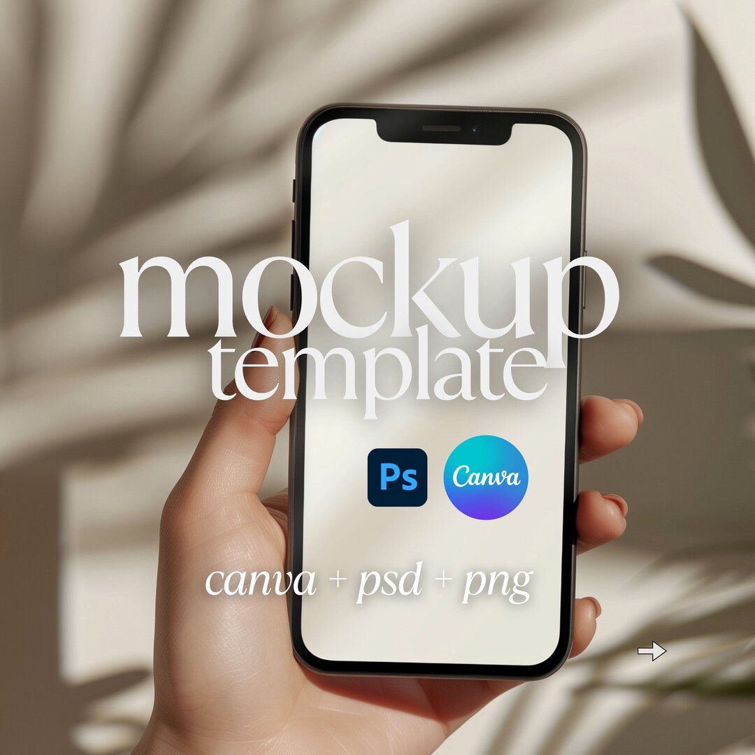 IPhone Screen Mockup Canva PSD and Png Neutral Aesthetic | PSD Smart ...