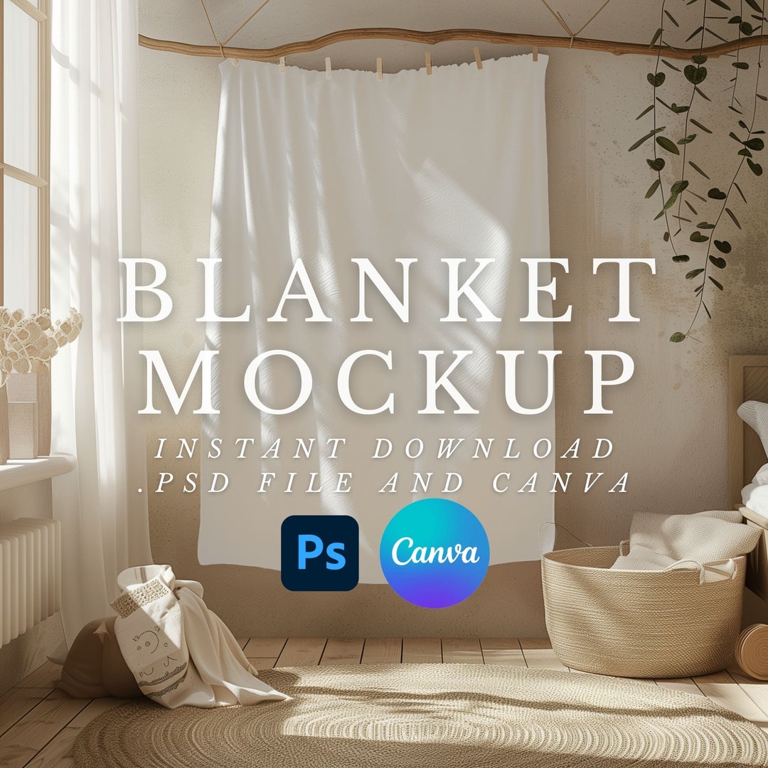Blanket Mockup Template - Throw Blanket Mockup Photoshop - Velveteen ...