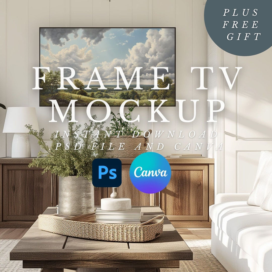 Modern Farmhouse TV Frame Mockup: Canva & PSD (digital Download) - Etsy