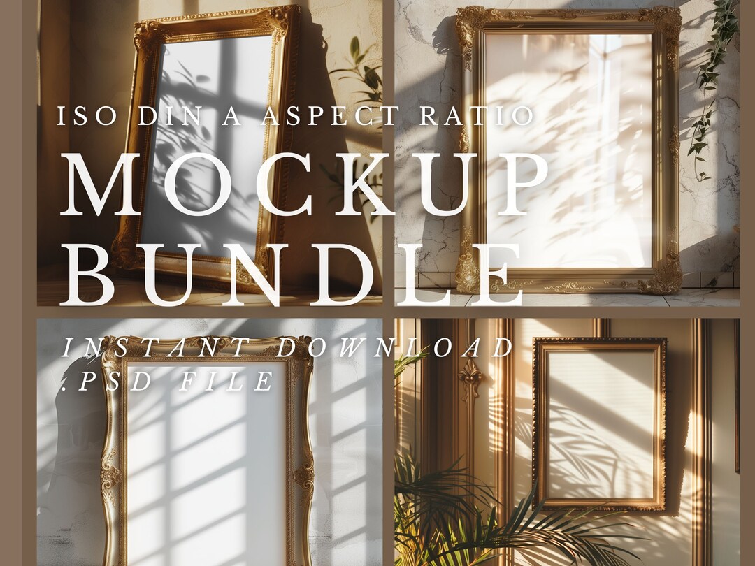 Antique Gold Frame Mockup Bundle - Ornate Frame Mockup Rococo and ...