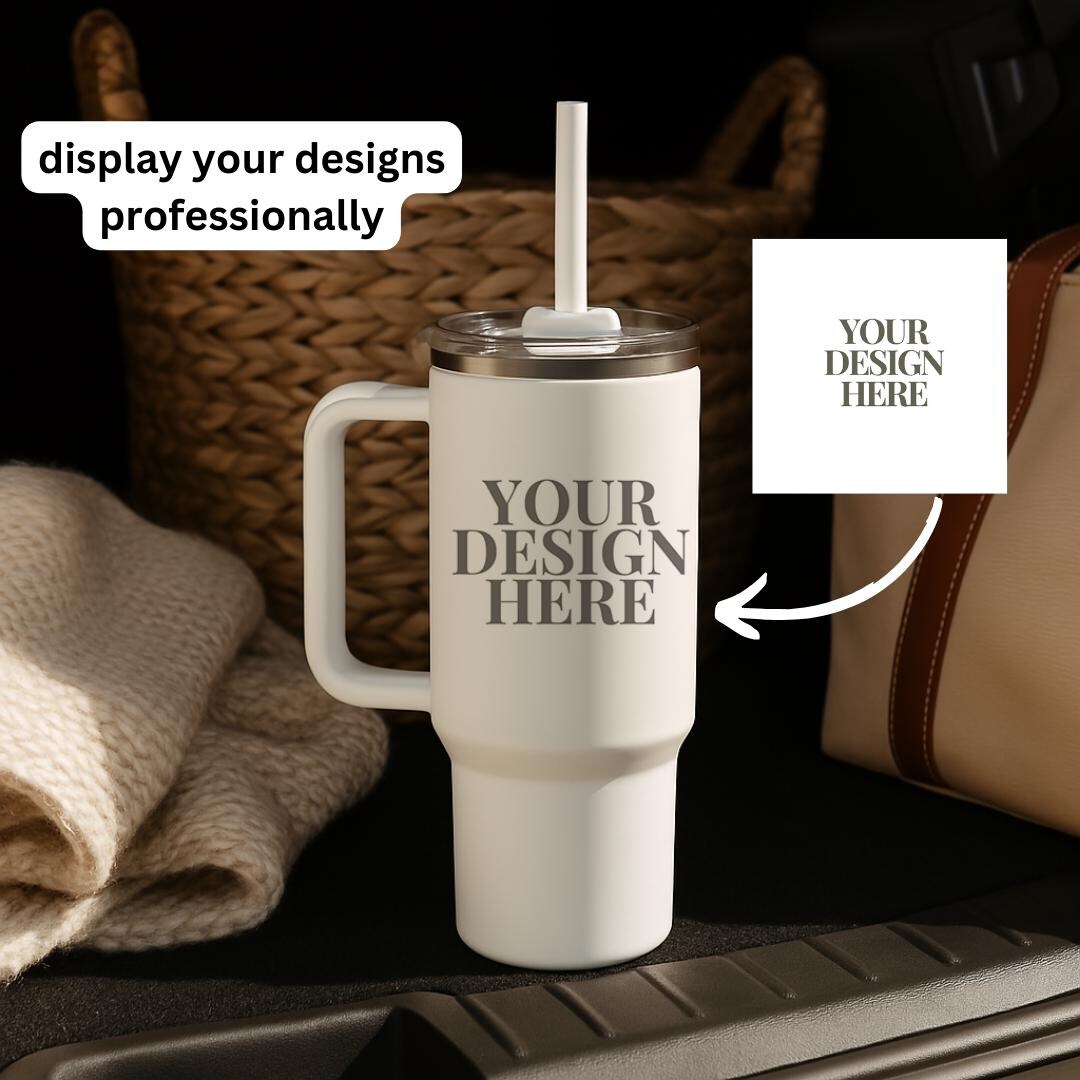 Printify 40 Oz Insulated Tumbler Mockup JPG White Polar Camel Mockup ...