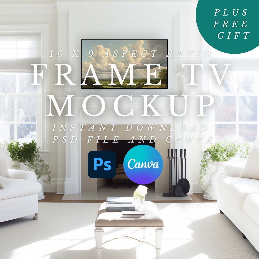 Modern Farmhouse TV Frame Mockup, Landscape Mockup, Living Room Mockup ...