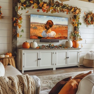 Autumn Fall Frame TV Art Mockup , Fall Art for Frame TV, Dark Classic ...
