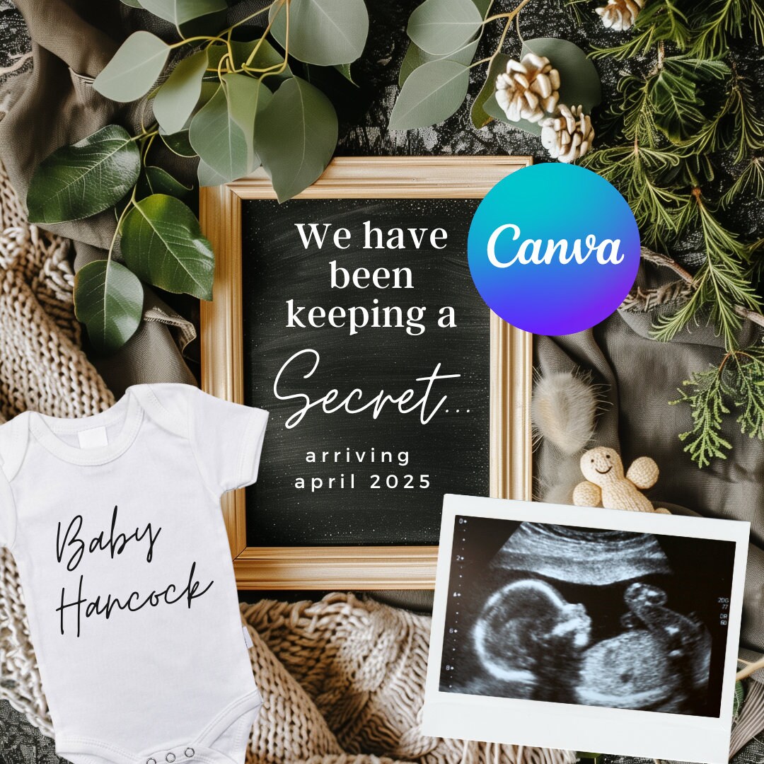 Editable Pregnancy Announcement Digital, Baby Announcement, Pregnancy ...