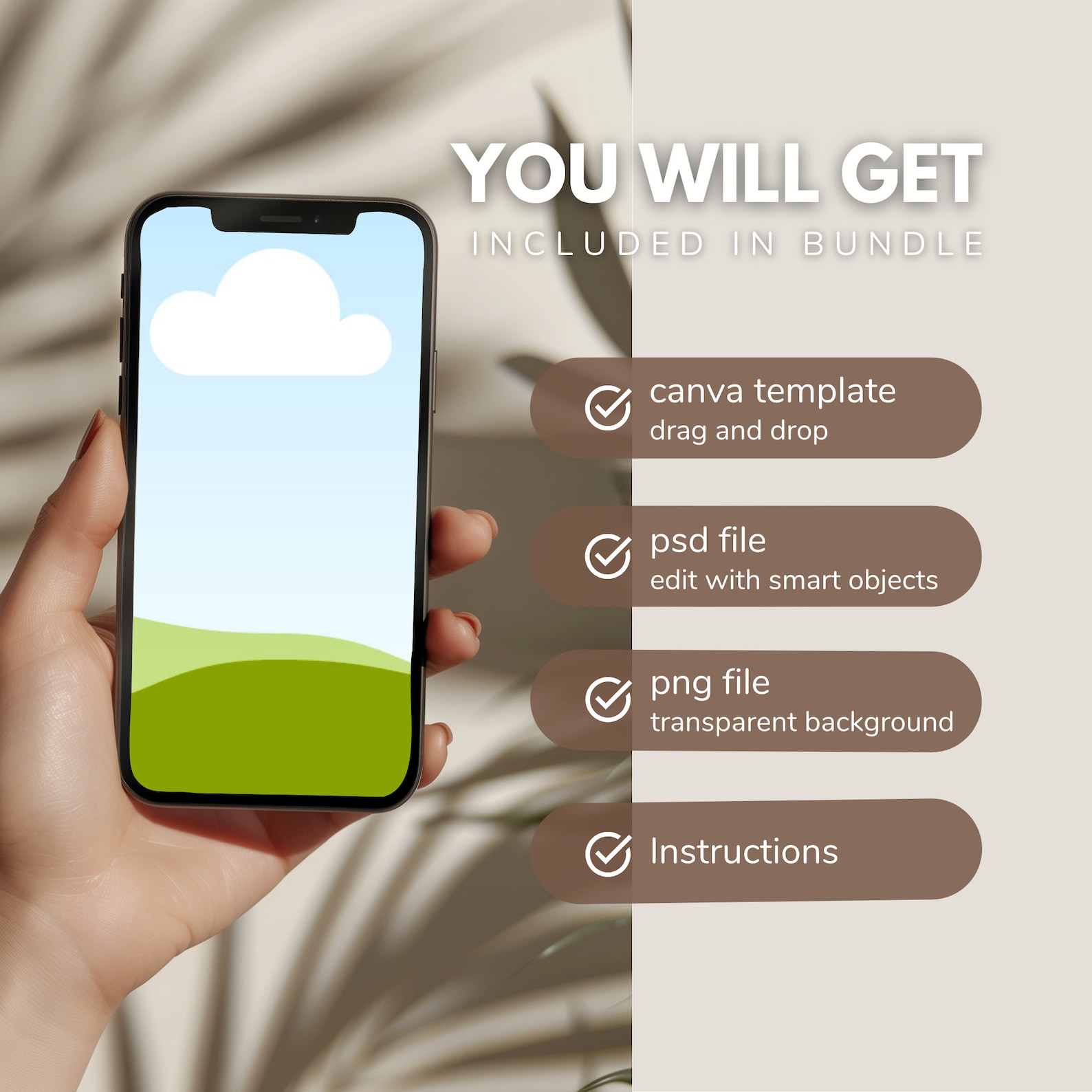 IPhone Screen Mockup Canva PSD and Png Neutral Aesthetic | PSD Smart ...