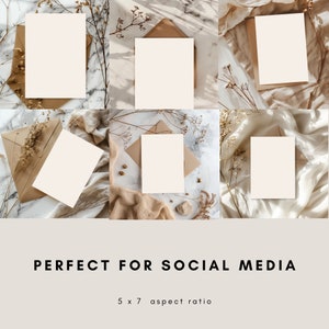 50 Boho Minimal Neutral Mockup Bundle 5x7 Art Card Invitations Canva ...