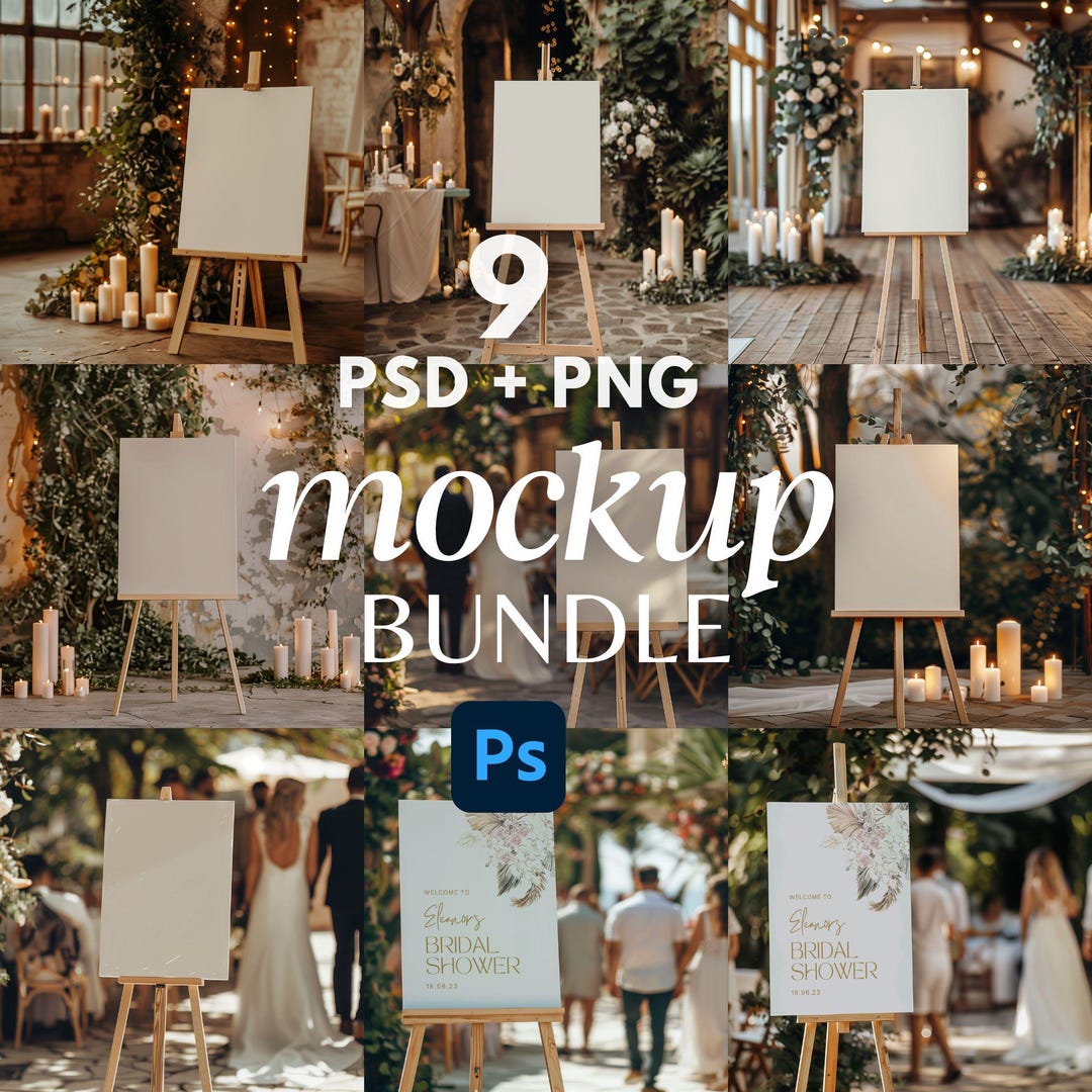 Wedding Welcome Sign Mockup Bundle, Easel Sign Mock Up, Wedding Seating ...