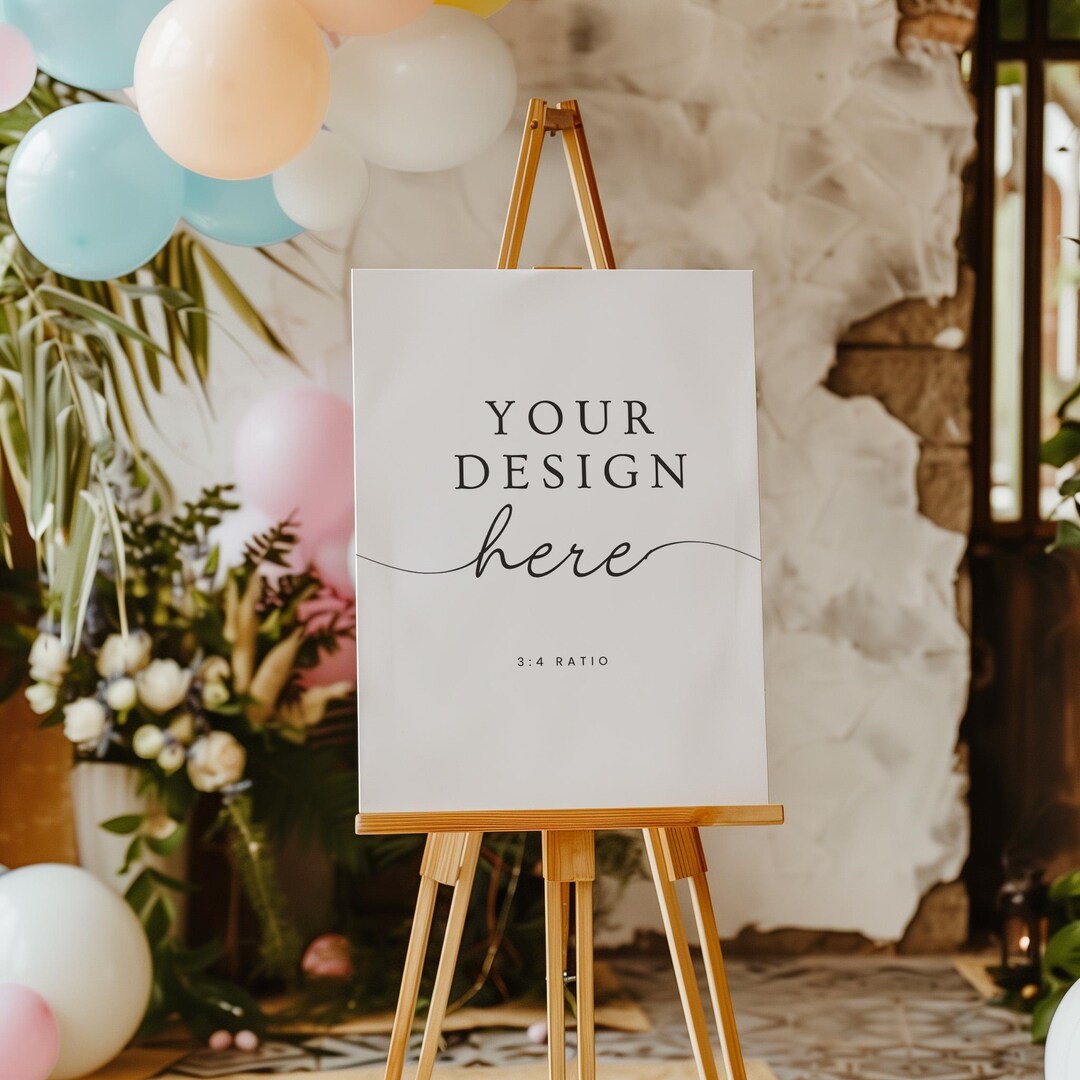 Balloon Welcome Sign Mockup | Baby Shower Sign Template | Pink Party ...