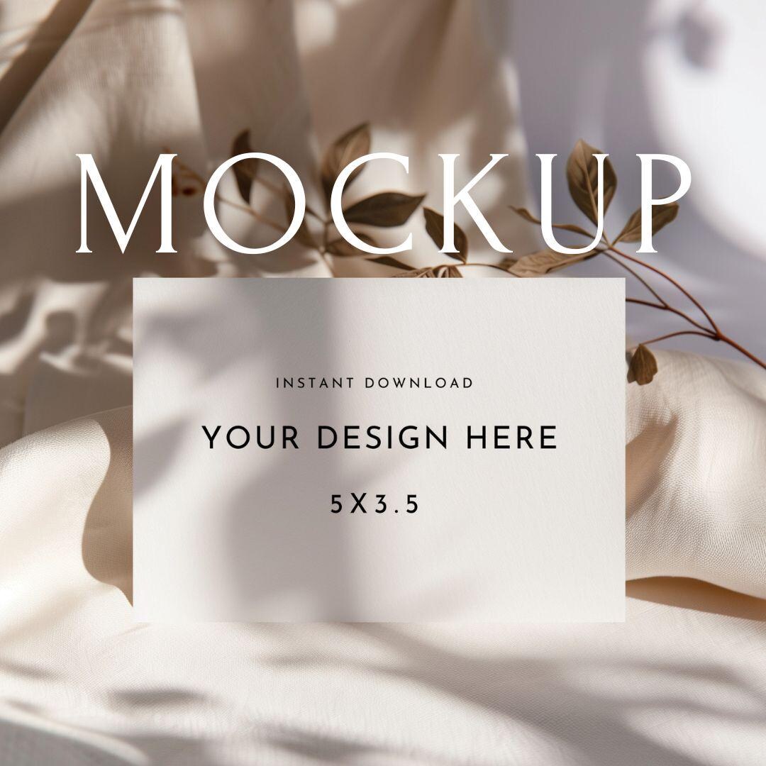Rsvp Card 5x3.5 Inch Mockup Template | Photoshop Smart Object for ...
