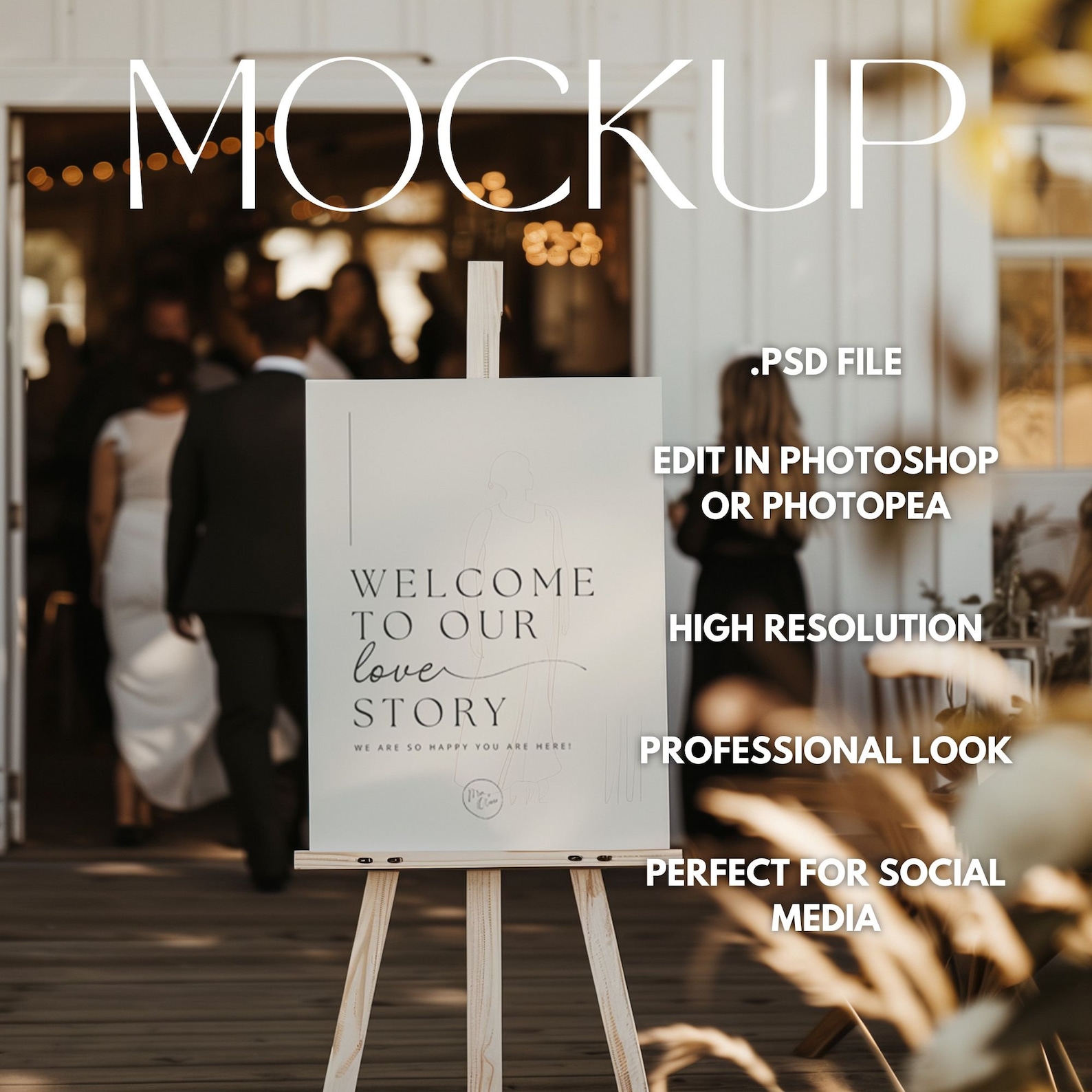 Wedding Welcome Sign Mock Up, Easel Sign Mock Up, Wedding Seating Chart ...